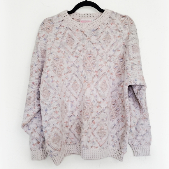 Vintage | Sweaters | Vintage Textured Chunky Pastel Diamond Sweater ...